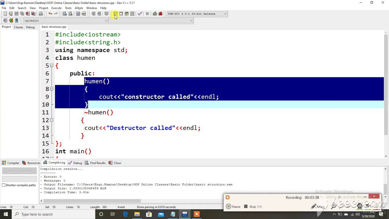Destructors in a Class - YouTube