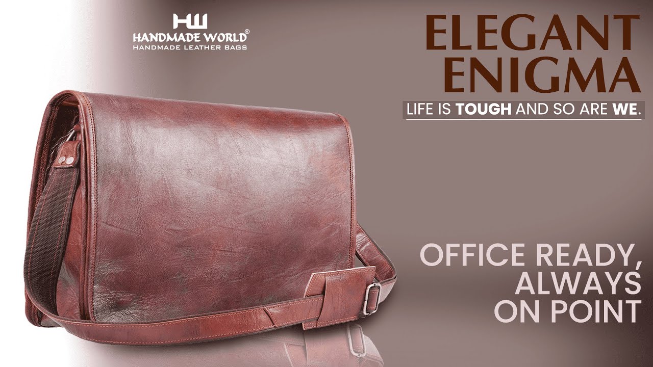 The Elegant Enigma Brown Leather Messenger Bag | Handmade World ...