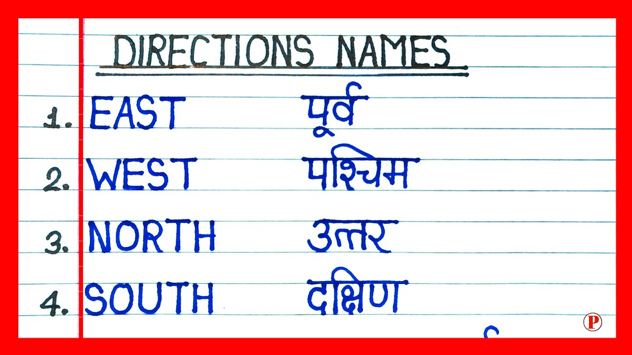 Directions name | दिशाओं के नाम | Directions name in english and hindi ...