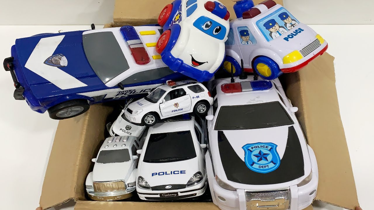 A Box full of Police Cars Working Mini Cars Sliding in a Slope for ...