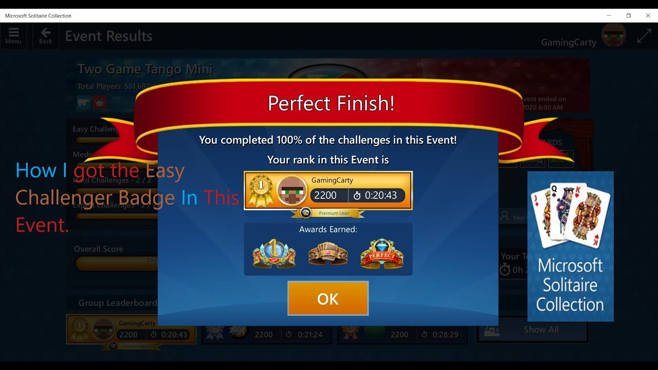 How I got the Easy Challenger Badge In This Event. (Microsoft Solitaire ...