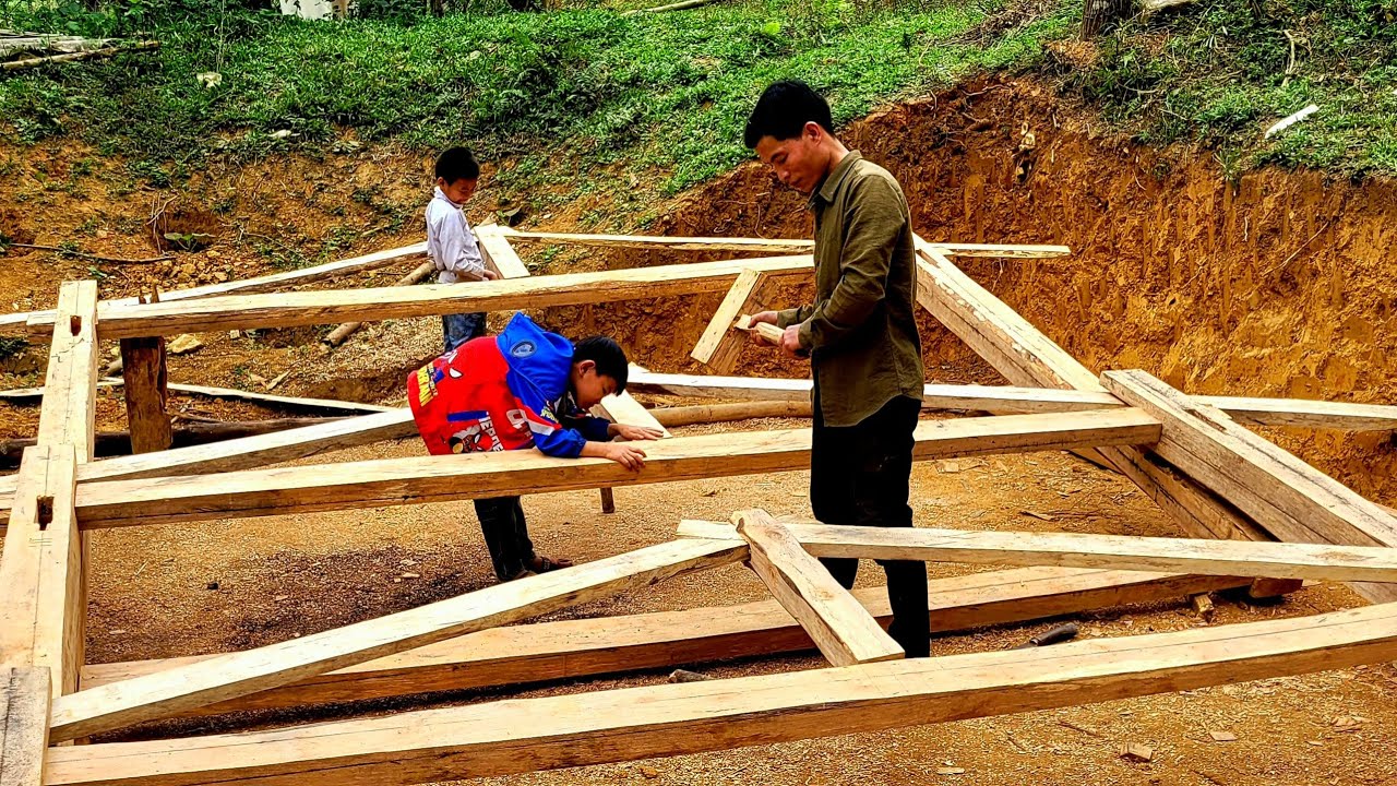 Building and making houses from simple wood | survival skills - YouTube