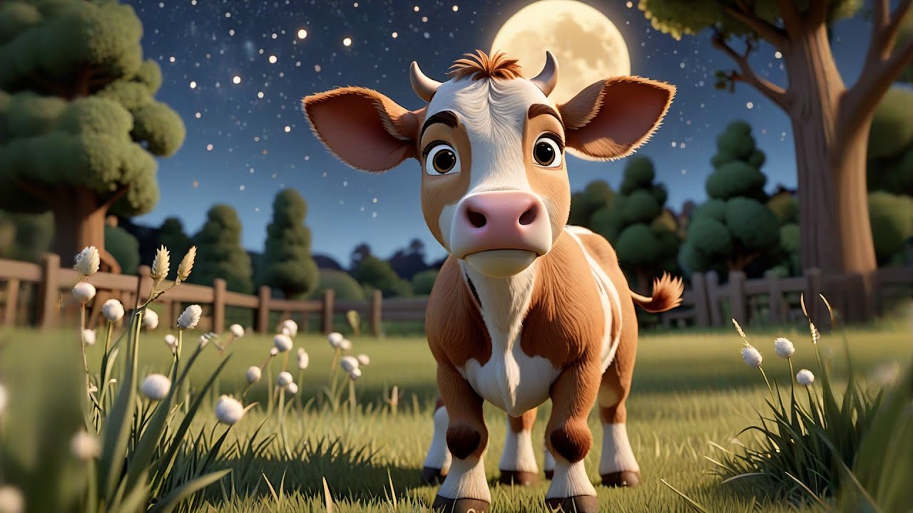 Two Baby Cows Moo at the Moon | Animal Sounds Song for Kids | Fun ...