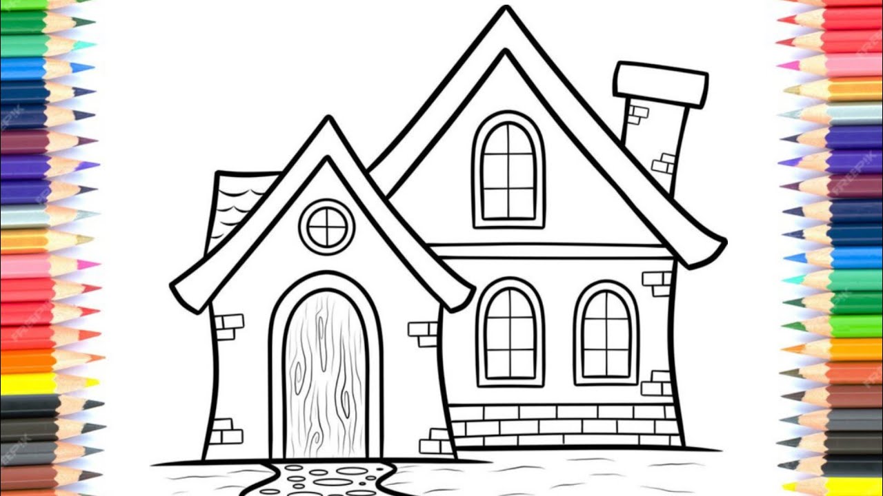 How To Draw Cute House For Kids Easy | House Drawing Step By Step For ...