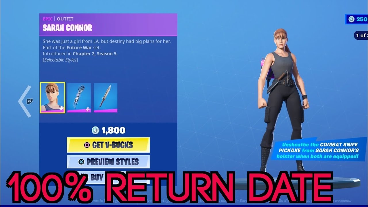 Sarah Connor Skin RETURN RELEASE DATE in Fortnite Item Shop! (Sarah ...