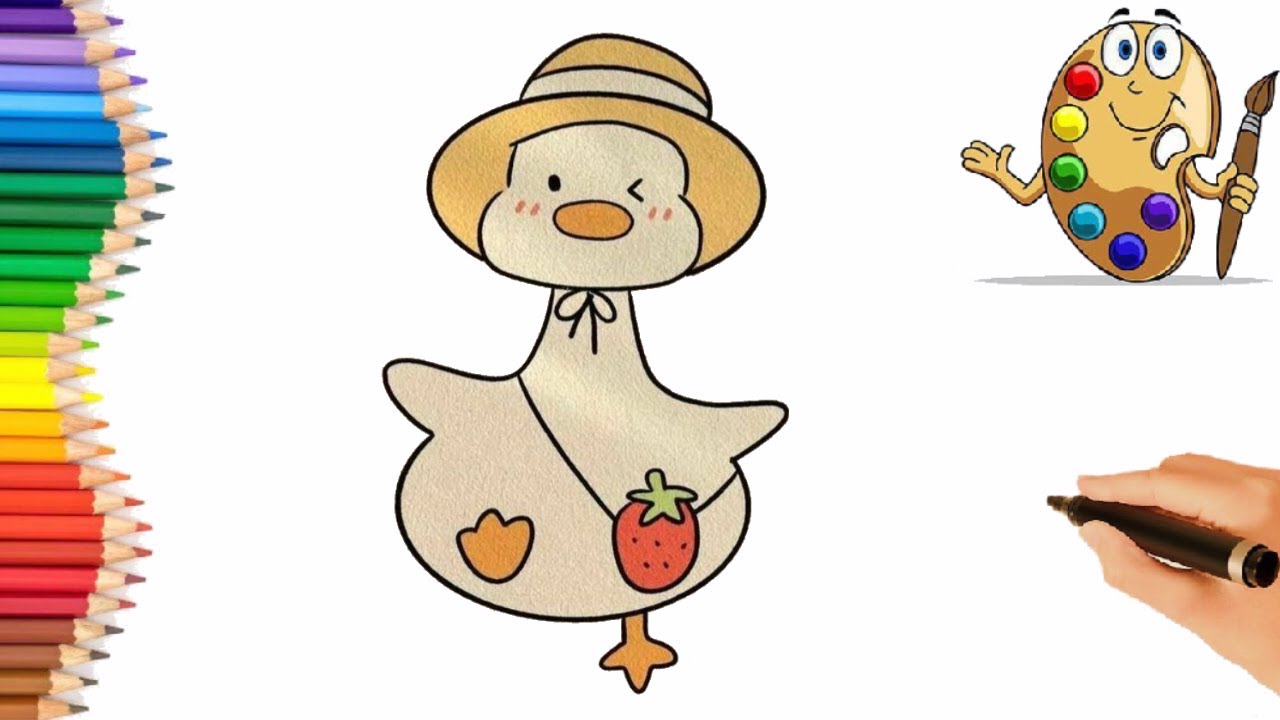 How to draw a cute duck step by step? / Draw a cute duck step by step ...