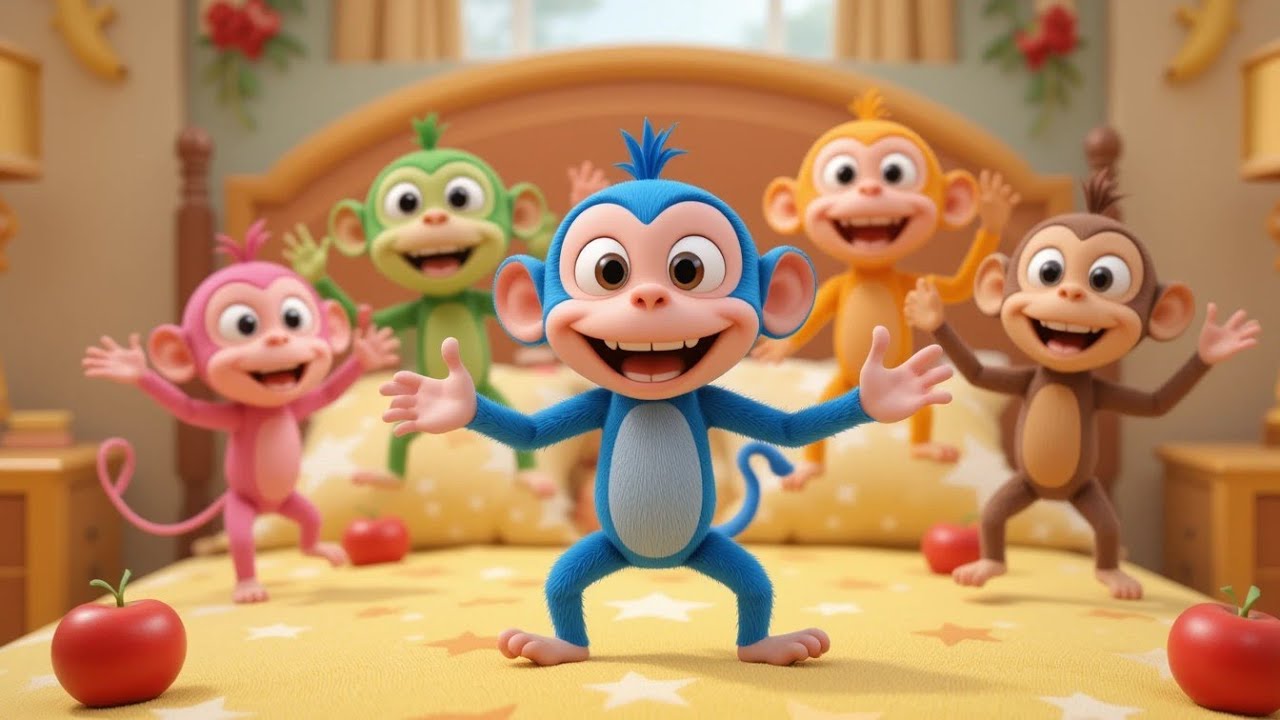 Five Little Monkeys Jumping On The Bed | Nursery Rhyme & Kids Song ...
