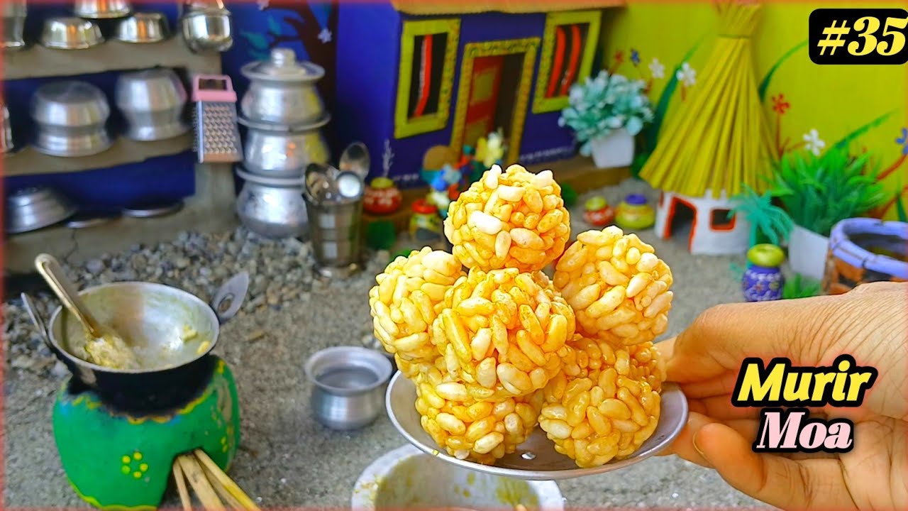 মুড়ির মোয়া মাত্র ২টি উপকরন দিয়ে/Mini kitchen cooking Muri Moa/মুড়ির ...