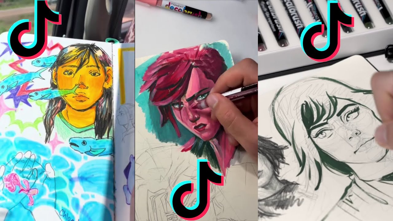 Tiktok art sketchbook #6 - YouTube