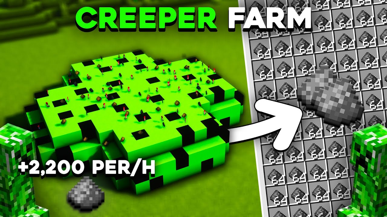 Minecraft Easiest Creeper Farm With 1 Cat - +2200 Gunpowder Per Hour ...