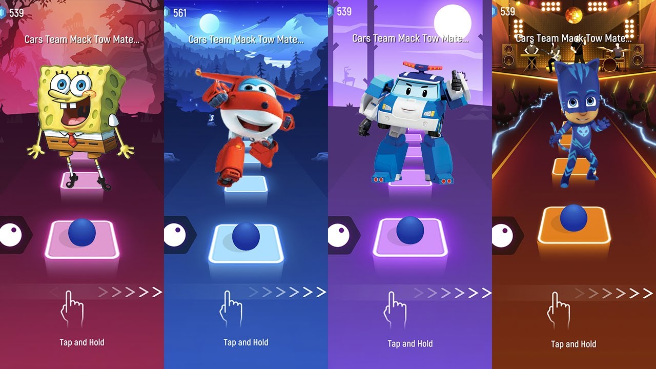 SpongeBob vs Super Wings vs Robocar POLI vs PJ Masks Connor - Tiles Hop ...