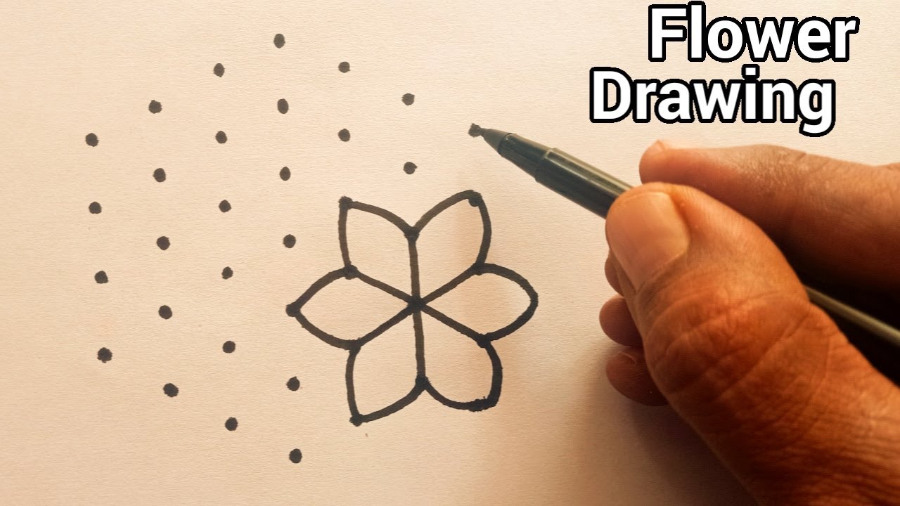 How To Draw A Cute Flower With 7×4 Dots Easy | Flower Drawing Tutorial ...