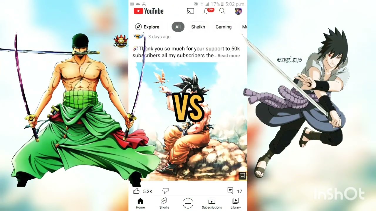 zoro vs sasuke comparison fight full official - YouTube
