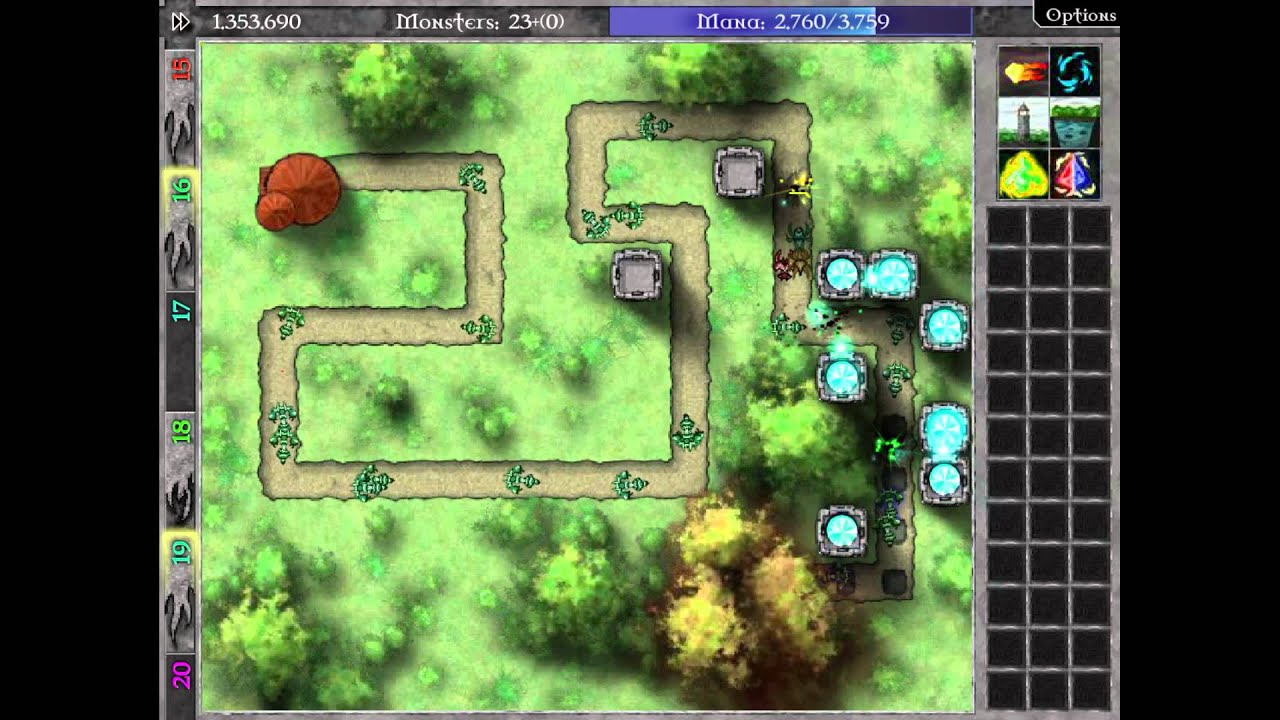 GemCraft Chapter 1 The Forgotten - Hidden Level 8 (40 waves) - YouTube