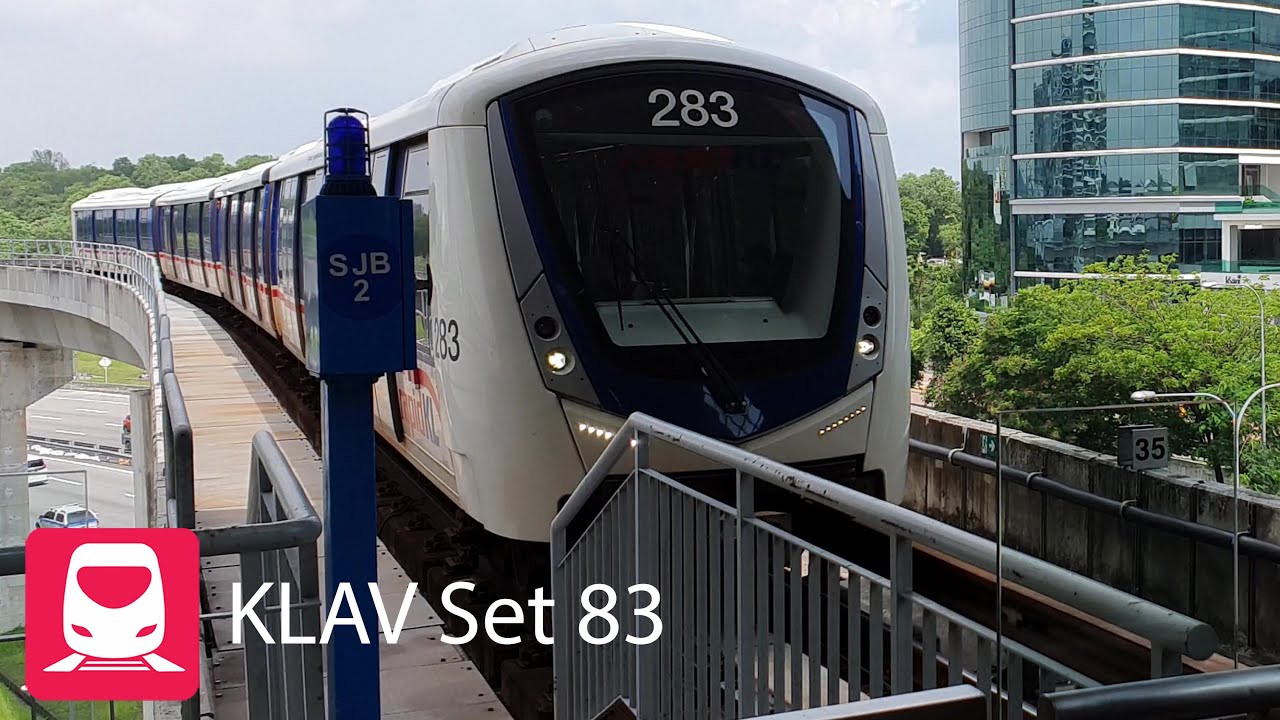 LRT KELANA JAYA LINE KLAV SET 83 ARRIVING AT SUBANG JAYA STATION - YouTube