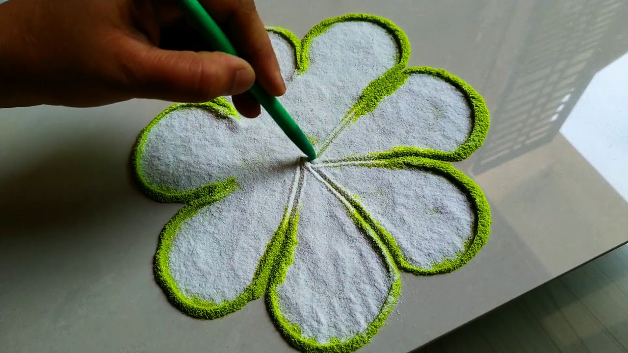 Flowers muggulu design/flowers rangoli design/flowers kolam - YouTube