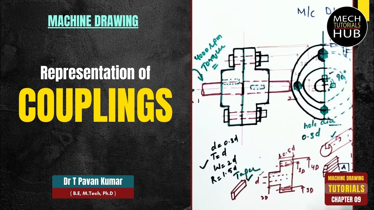 COUPLINGS (Representation) | Machine Drawing Tutorials | Chapter 09 ...