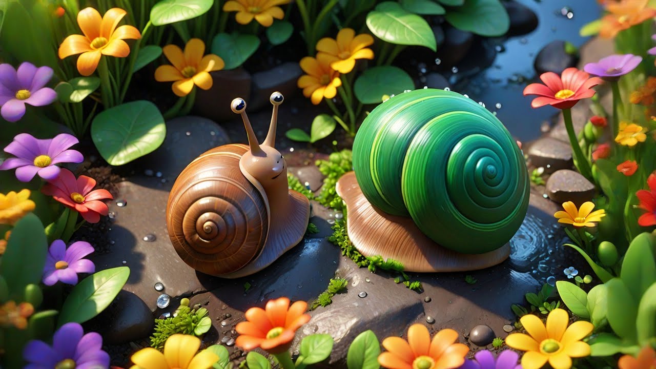 Three Little Snails Dance in Rain | Cute Snail Counting Song for Kids ...