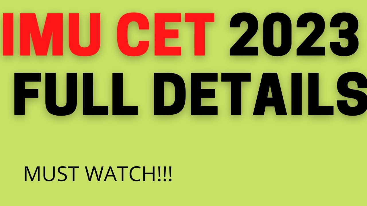 IMU CET 2023 FULL DETAILS | MERCHANT NAVY | THE MARINE WHALES - YouTube