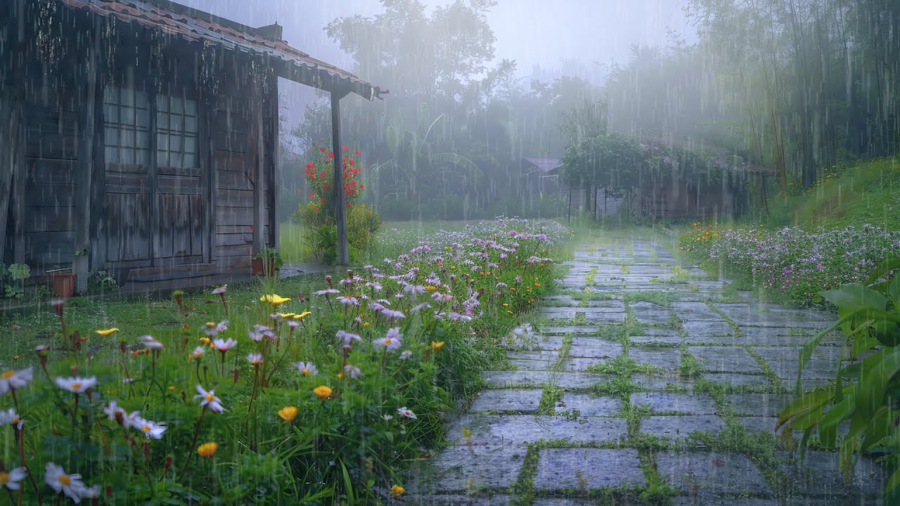 Raining on Beautiful Village - 99% Instantly Fall Asleep with Rain Sounds - YouTube
