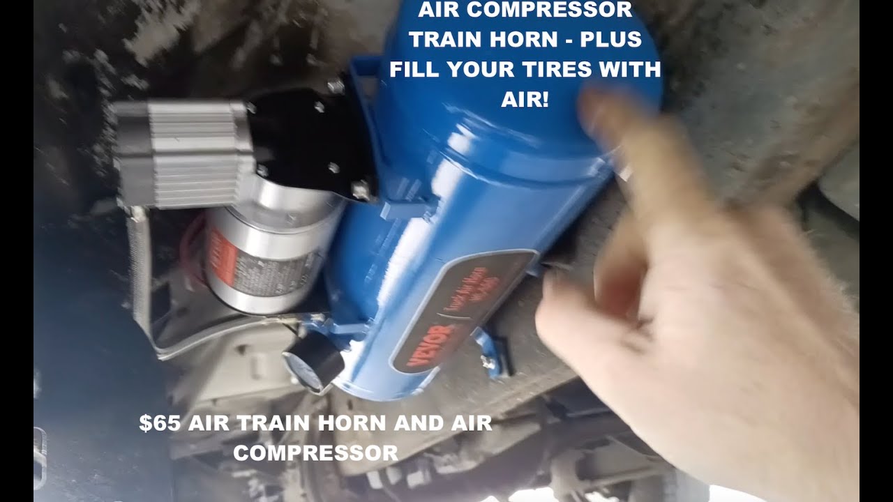 Frame mounted air compressor with train horn! Check this out! - YouTube