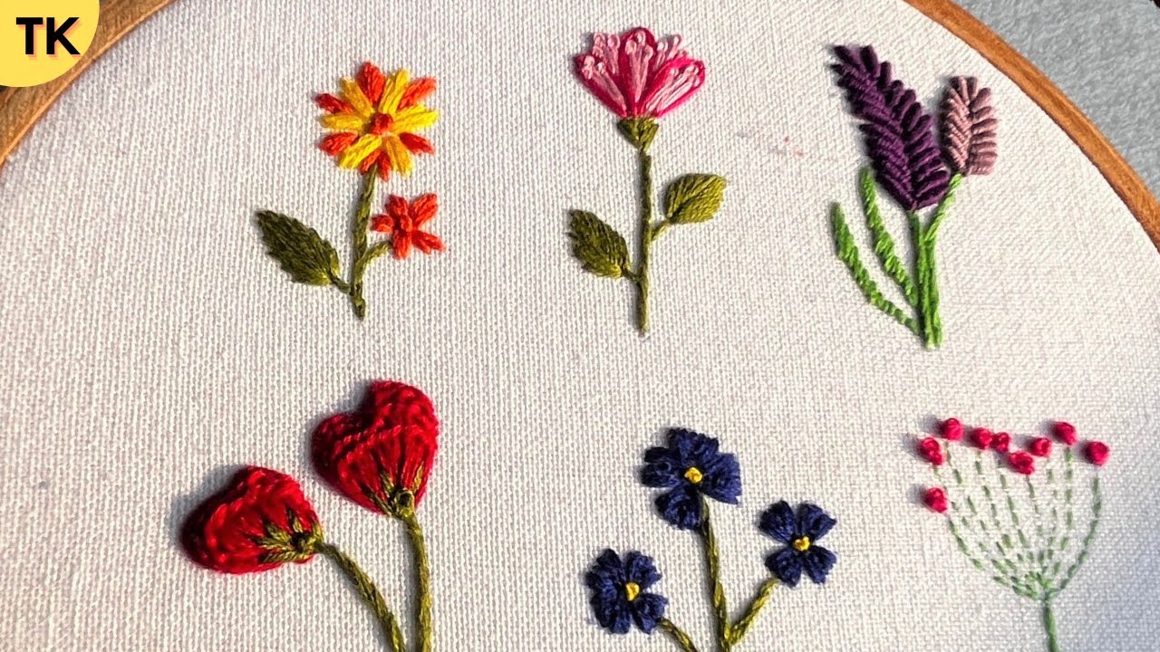 6 Beautiful and Simple Hand Embroidery Flower Designs | Embroidery ...