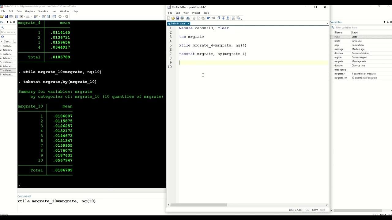 Stata xtile command | Quintile Variable in Stata - YouTube