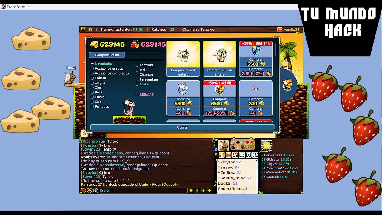 Hack de fresas y quesos en transformice 2017 #Parte1 Prueba BETA - YouTube