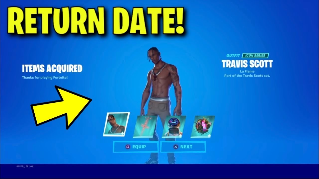 TRAVIS SCOTT SKIN RETURN DATE in FORTNITE ITEM SHOP! (Travis Scott Skin ...