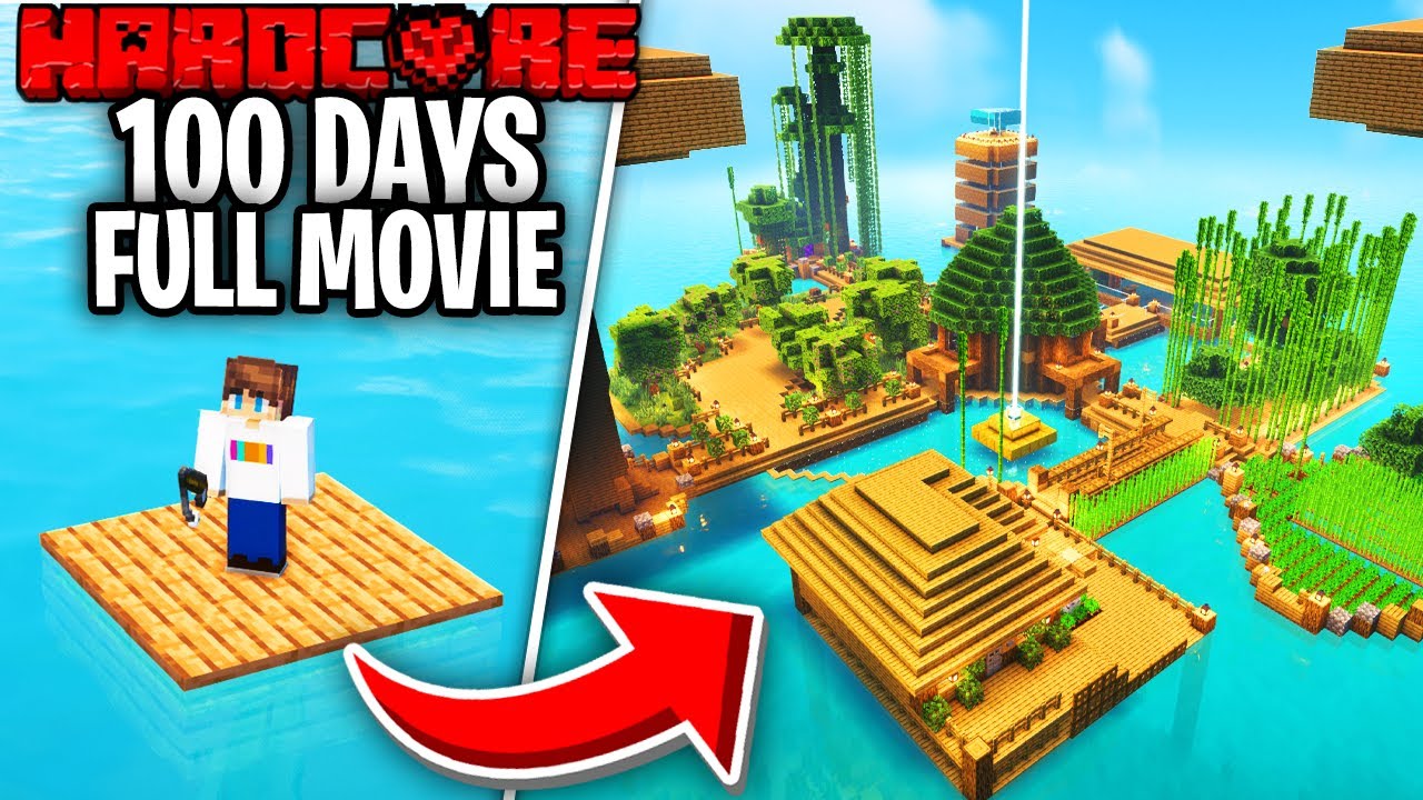 I Survived 100 Days on a RAFT in Hardcore Minecraft... - YouTube