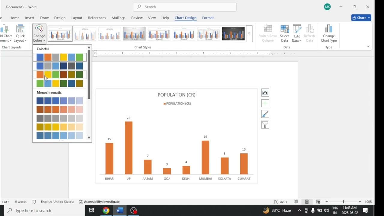 MS Office Chart Tutorial | How to Create Charts in MS Word & Excel in Hindi | Pappu Sir | - YouTube