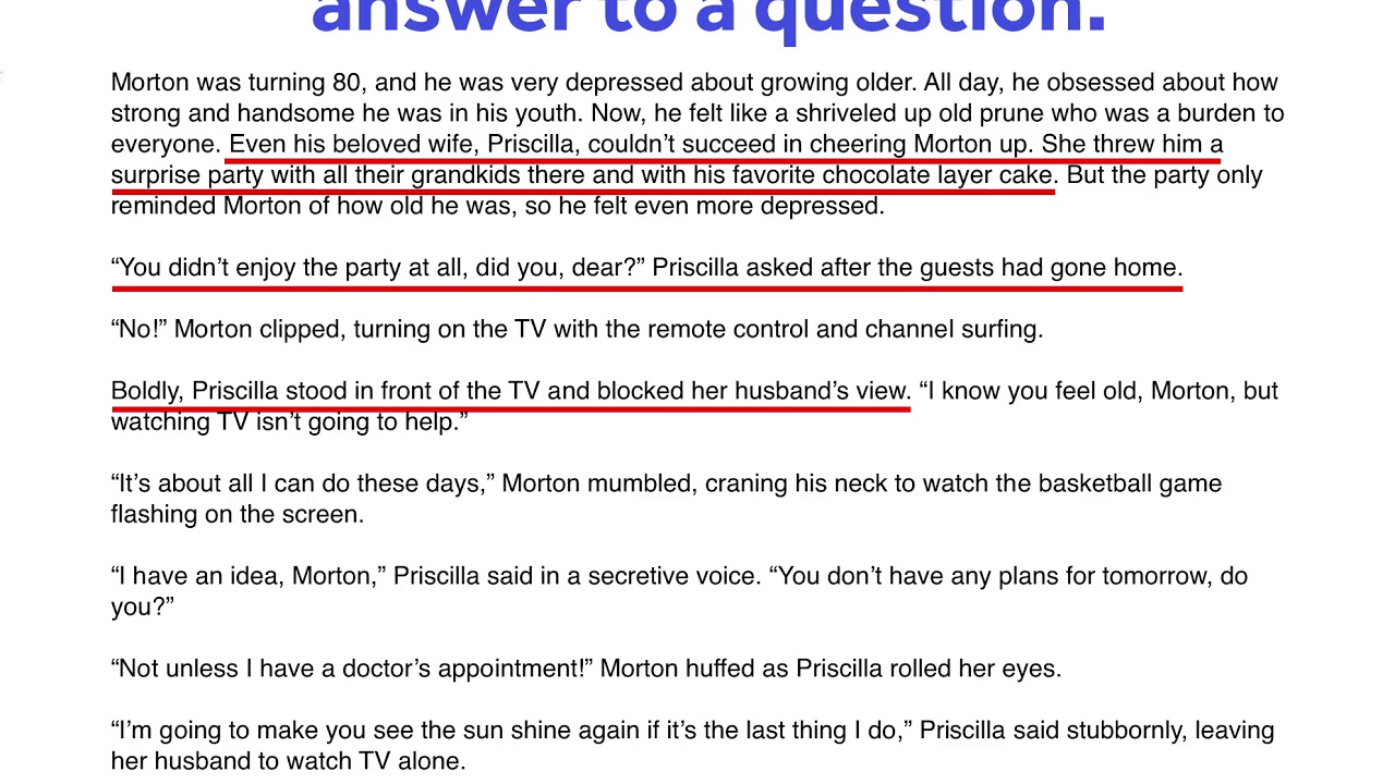 Select a detail to support your answer to a question. - YouTube