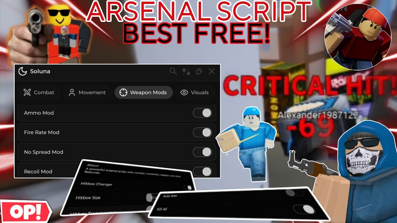 Arsenal Update One of Best Free Script🔥 Super OP Big Hitbox🤩,Kill-All ...
