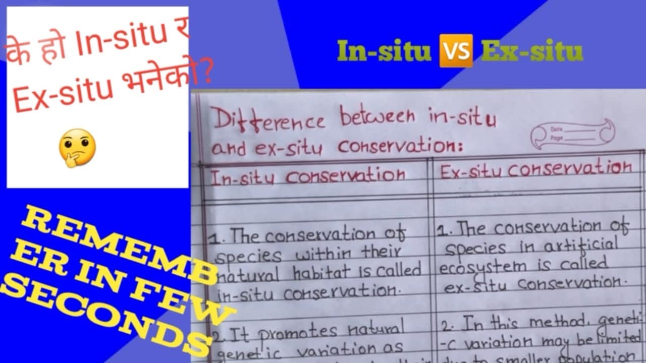 Difference between in-situ conservation and ex-situ conservation ...