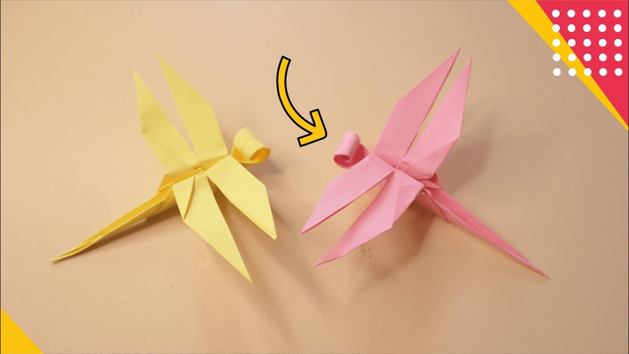 CARA MEMBUAT CAPUNG ORIGAMI - How to make dragon fly paper easy - YouTube