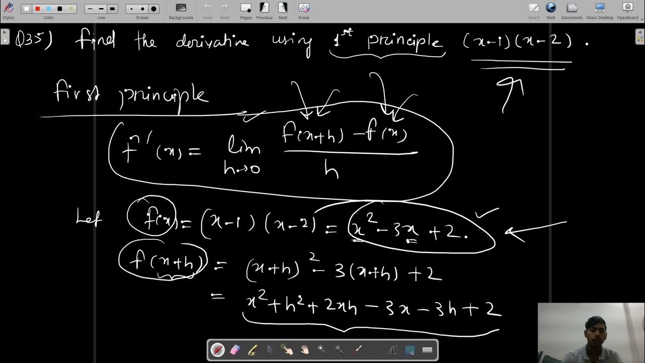 find the derivative using first principle (x-1)(x-2)#firstprinciplederivative - YouTube