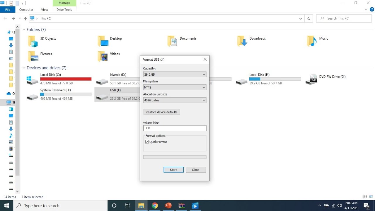 how to format USB flash drive on windows 10 - YouTube