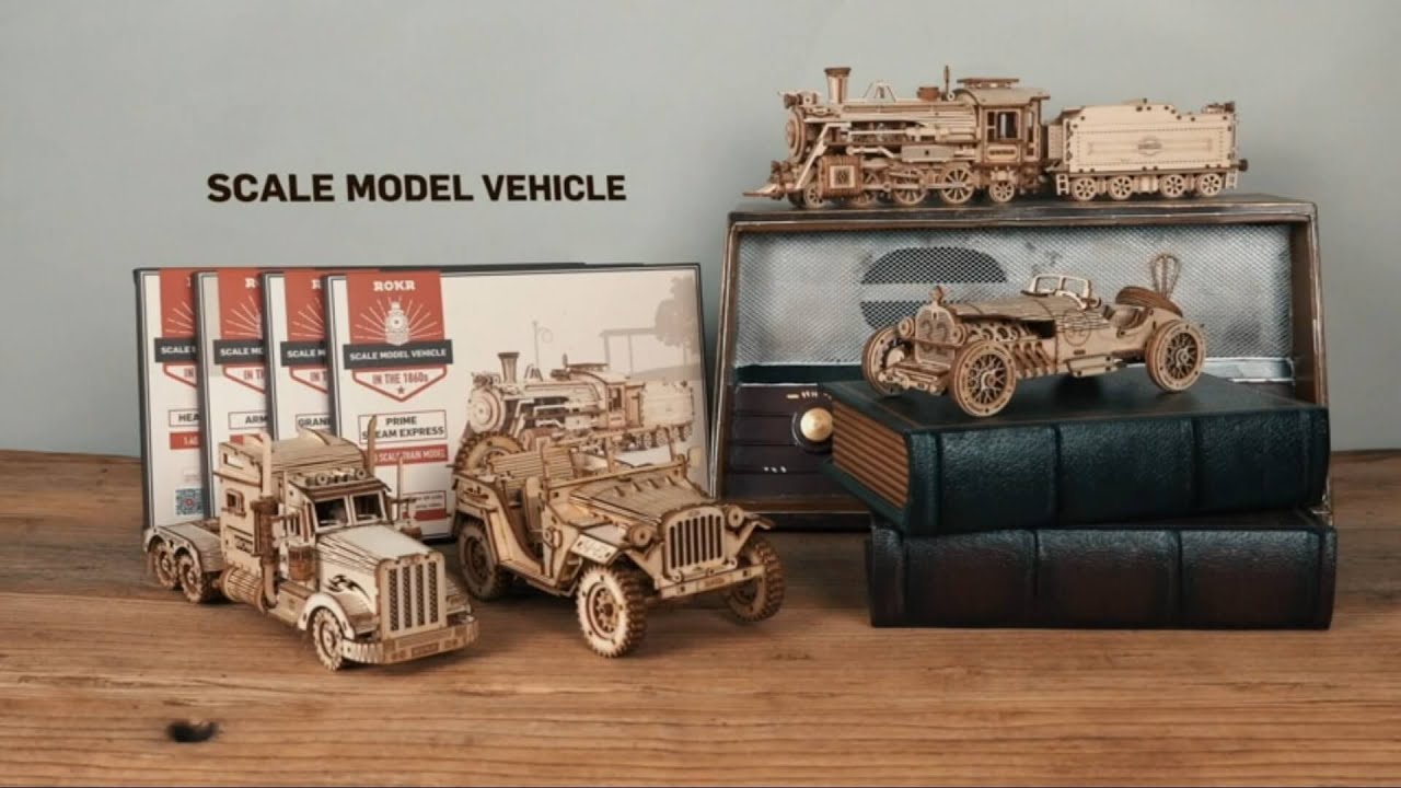 ROKR Model Car Kits 3D Wooden Puzzles - YouTube