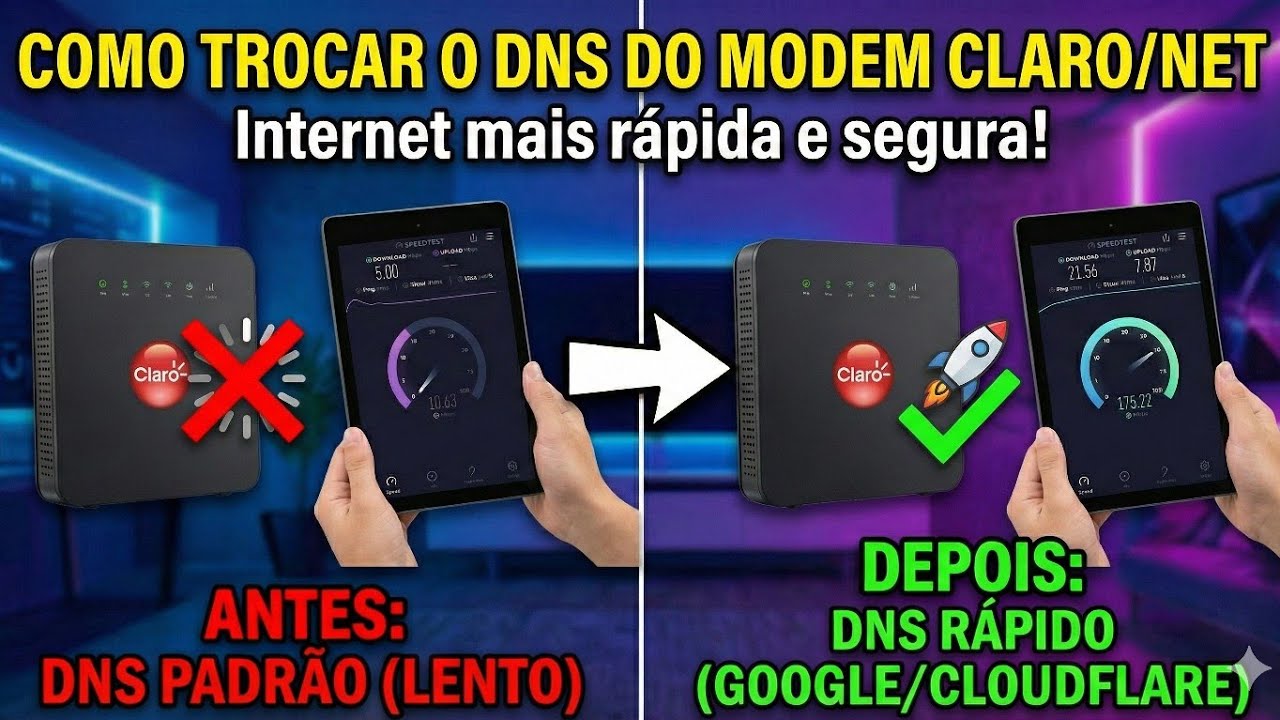 Como trocar o DNS do modem Claro/Net - YouTube