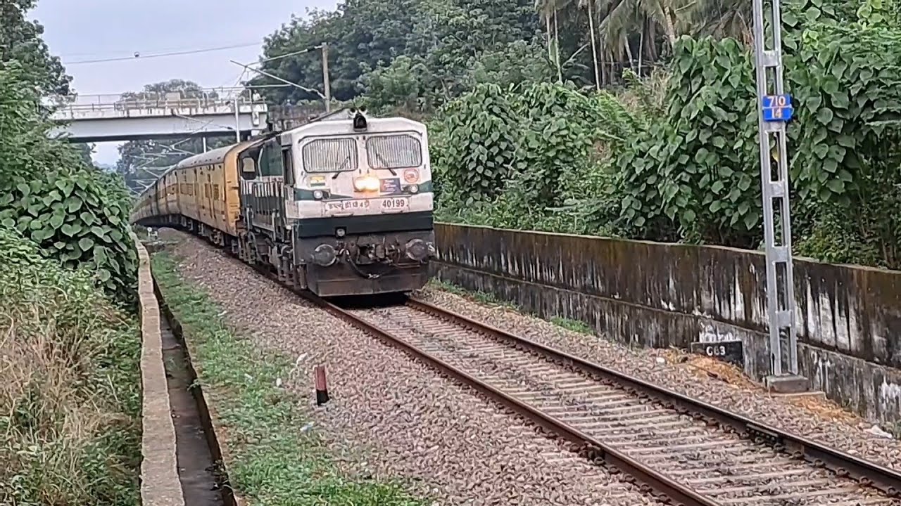Red and Yellow LHB Coaches Express Train with WDP4D Diesel Engine ...