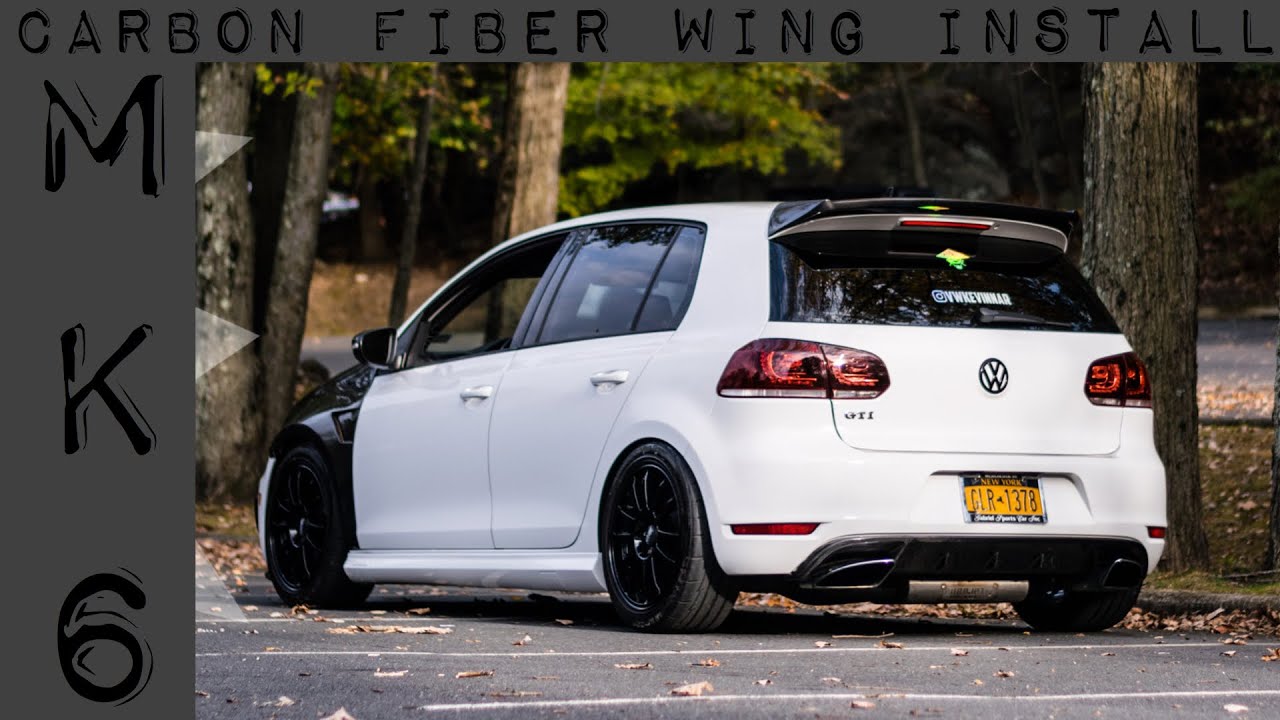 Mk6 gti carbon fiber spoiler and 3rd brake light - YouTube