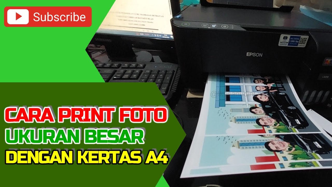 Cara print foto ukuran besar dengan kertas a4 - YouTube