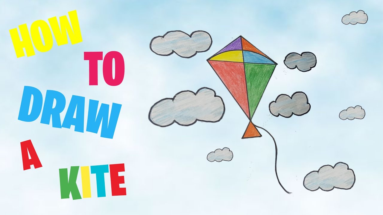 How To Draw a Kite Easily | Simple and Easy Kite Drawing for Kids - YouTube