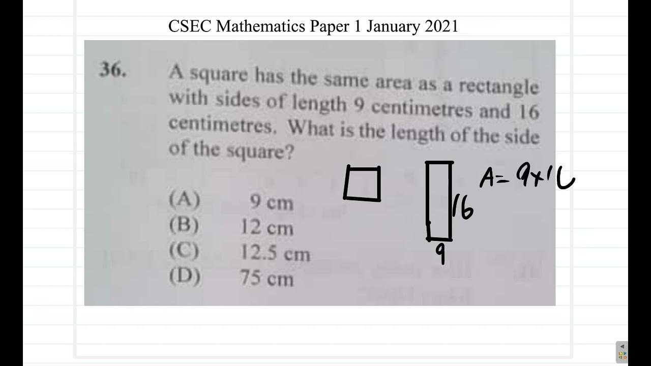 January 2021 Paper 1 CSEC Mathematics Question 36 - YouTube