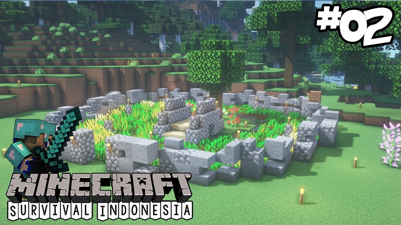 MINECRAFT SURVIVAL INDONESIA EP02 | MEMBUAT CIRCLE FARM WHEAT!! - YouTube