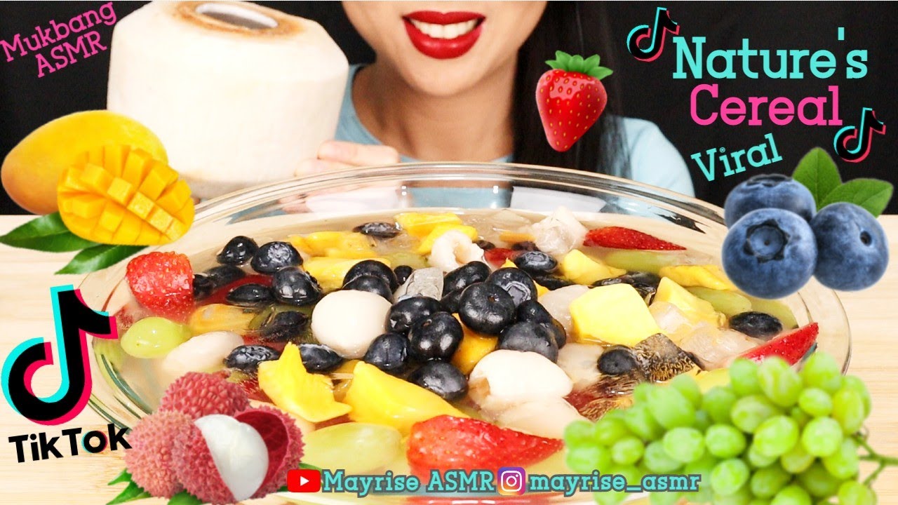 ASMR NATURES CEREAL TIK TOK VIRAL FOOD | FRESH FRUITS + COCONUT | MUKBANG EATING SHOW | MAYRISE ...