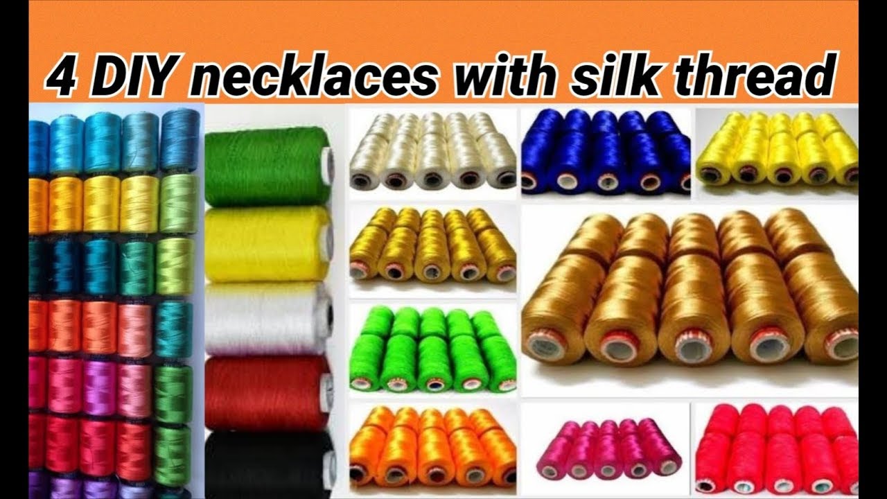 4 DIY necklaces making with silk threads - YouTube