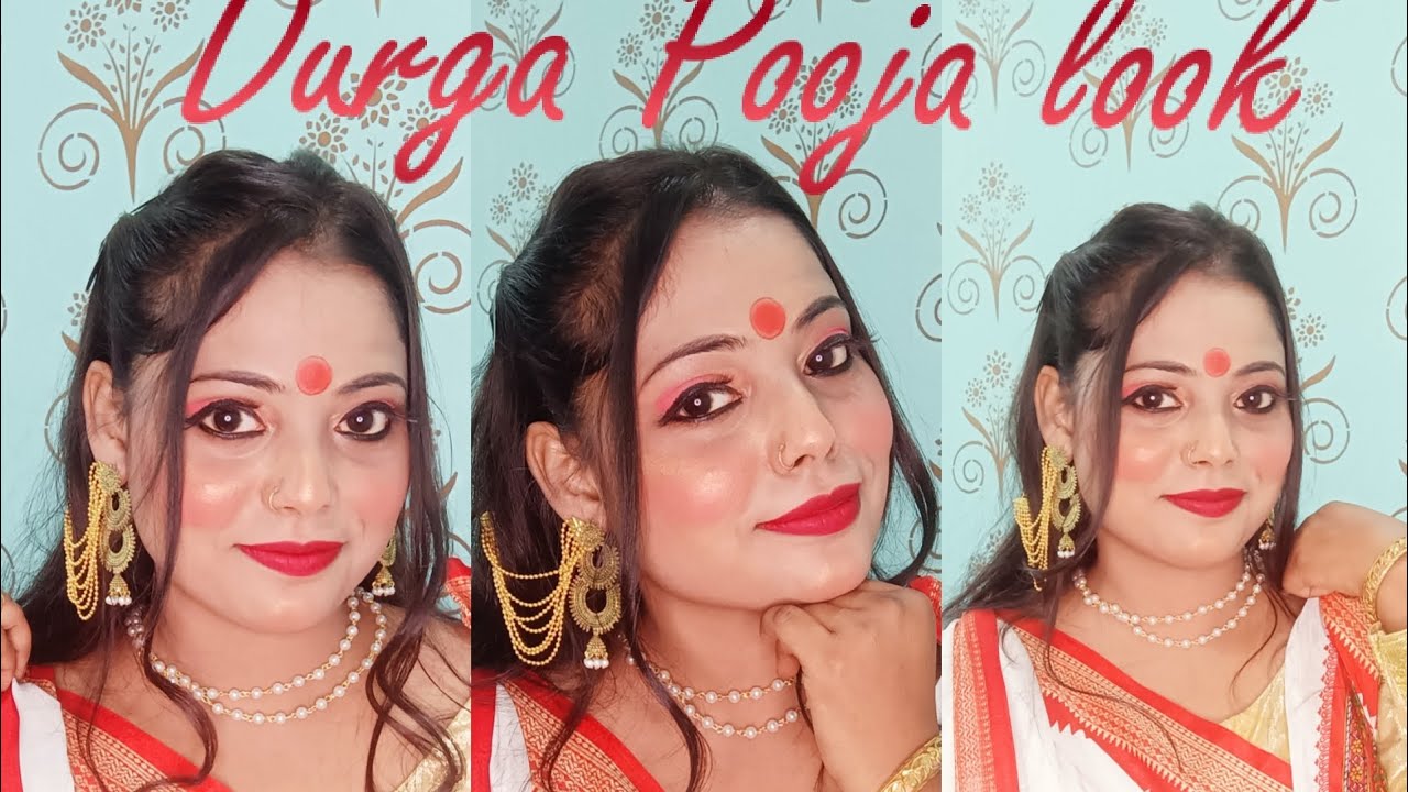 i create mekup Durga Pooja look😍 - YouTube