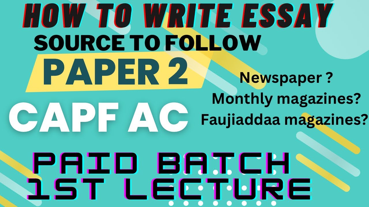 Demo Class For CAPF P2 Essay Writing - YouTube