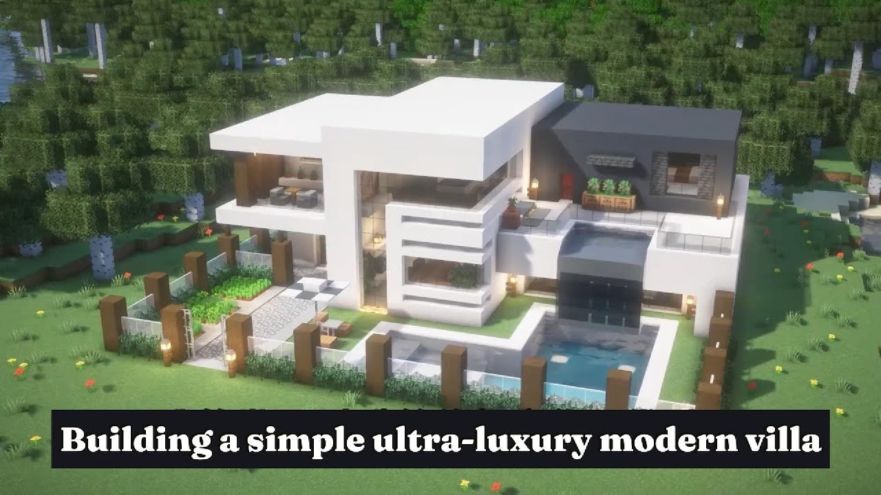 Minecraft | How To build a simple ultra-luxury modern villa | Tutorial ...